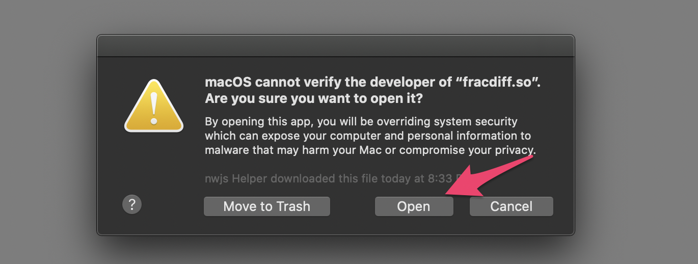 If there are multiple .so files to cause the warning dialog, you might need to repeat this ...