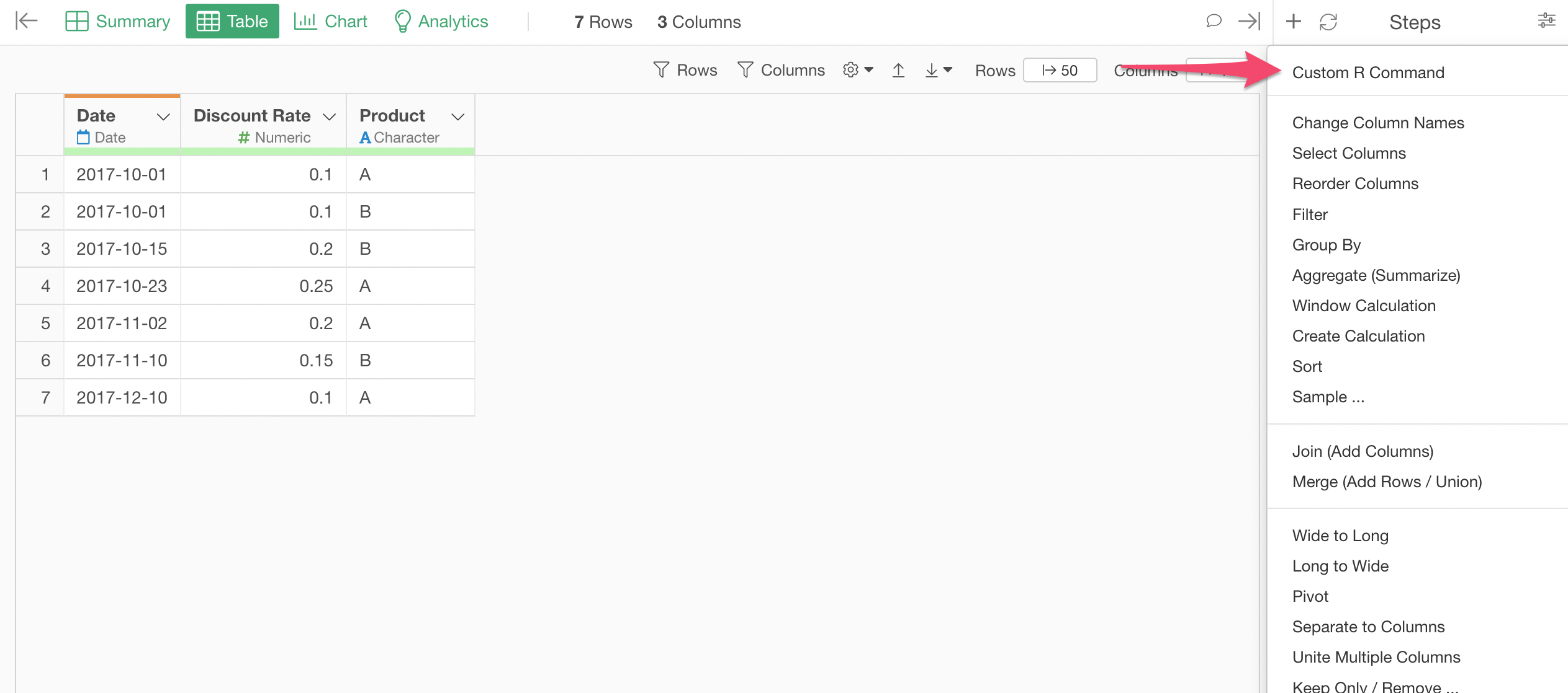 And type the R command like below,