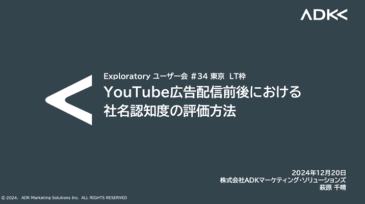 YouTube広告配信前後における社名認知度の評価方法 by 株式会社ADKマーケティング・ソリューションズ
